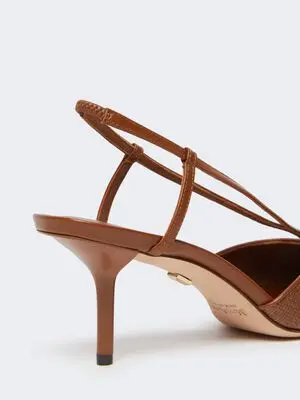 Max Mara Raffia-effect Canvas Slingbacks
