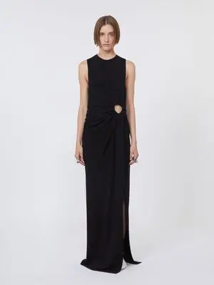 Max Mara Sleeveless Stretch Jersey Draped Dress - Black