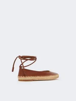 Max Mara Nappa And Raffia Ballerinas - Tobacco