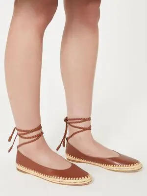 Max Mara Nappa And Raffia Ballerinas - Tobacco