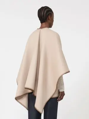 Max Mara Wool And Cashmere Cape With Leather Belt - Sand