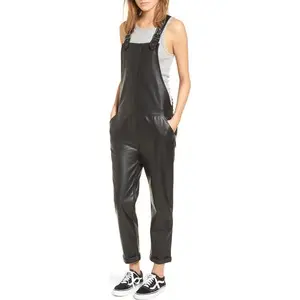 David Lerner Faux Leather Overalls