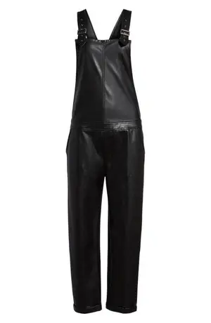 David Lerner Faux Leather Overalls