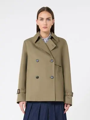 Max Mara Cropped Water-repellent Gabardine Trench Coat - Mud