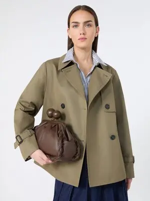 Max Mara Cropped Water-repellent Gabardine Trench Coat - Mud