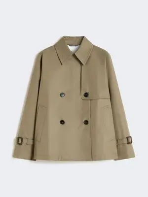Max Mara Cropped Water-repellent Gabardine Trench Coat - Mud