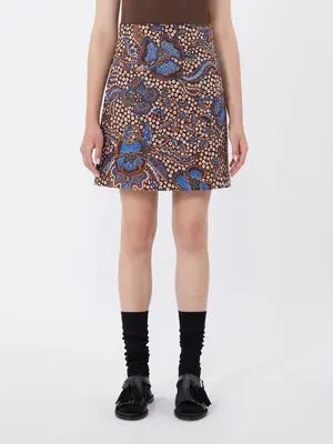 Max Mara Printed Stretch Cotton A-line Skirt