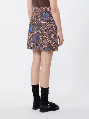 Max Mara Printed Stretch Cotton A-line Skirt