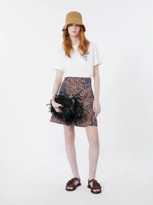 Max Mara Printed Stretch Cotton A-line Skirt