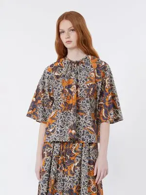 Max Mara Printed Cotton Poplin Blouse
