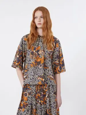 Max Mara Printed Cotton Poplin Blouse