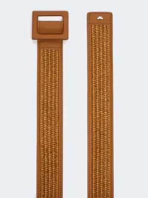 Max Mara Raffia Effect Belt - Tangerine