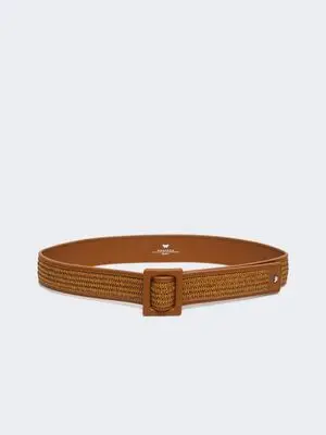 Max Mara Raffia Effect Belt - Tangerine