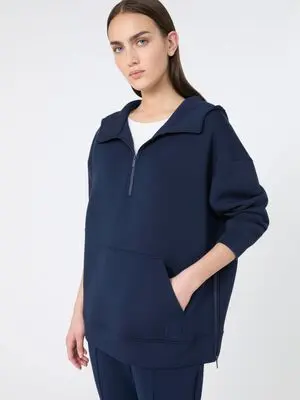 Max Mara Long Scuba Jersey Sweatshirt - Navy