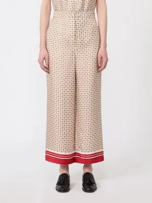 Max Mara Printed Wide-leg Silk Trousers - Red