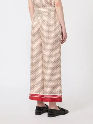 Max Mara Printed Wide-leg Silk Trousers - Red
