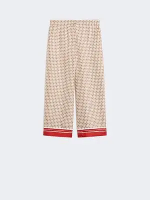 Max Mara Printed Wide-leg Silk Trousers - Red