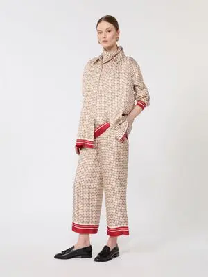 Max Mara Printed Wide-leg Silk Trousers - Red