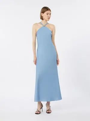 Max Mara Lightweight Satin Maxi Dress - Light Blue