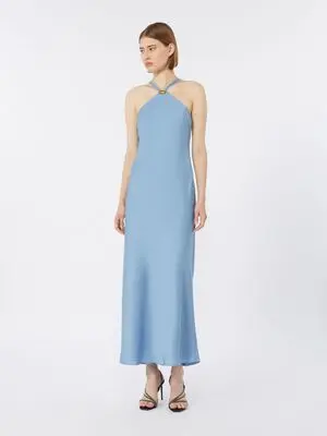 Max Mara Lightweight Satin Maxi Dress - Light Blue