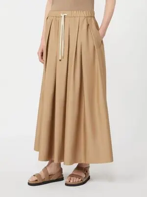 Max Mara Cotton Poplin A-line Pleated Skirt - Desert