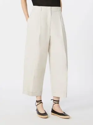 Max Mara Cotton Poplin Wide Leg Trousers