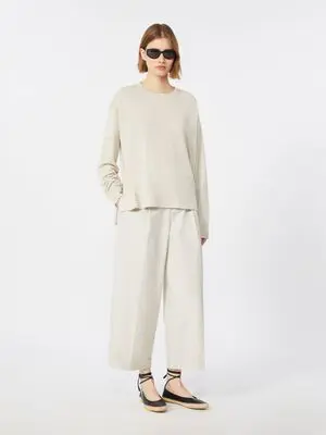 Max Mara Cotton Poplin Wide Leg Trousers