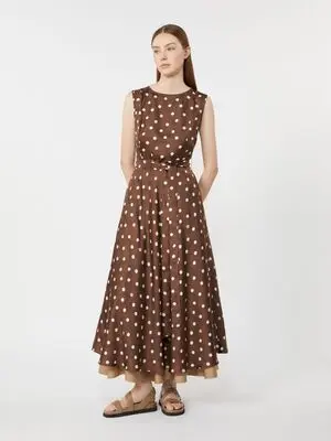 Max Mara Patterned Twill Maxi Dress