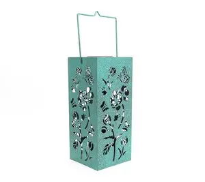 GARDEN REFLECTIONS Single Solar Lantern With Floral Design
