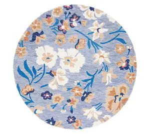 SAFAVIEH Blue Garden 6' X 6' Round Hand Tufted Ool Rug - One-color