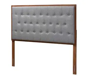 BAXTON STUDIO Harumi Grey And Walnut Brown Wood King Headboard - One-color