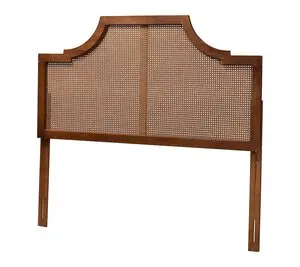 BAXTON STUDIO Risha Ash Walnut Wood And Rattan Queen Headboard - One-color