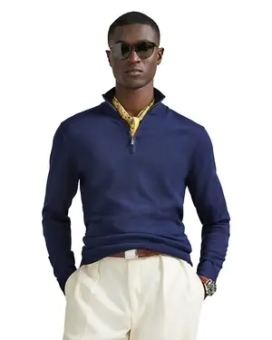 Polo Ralph Lauren Cotton Quarter Zip Mock Neck Sweater - Navy