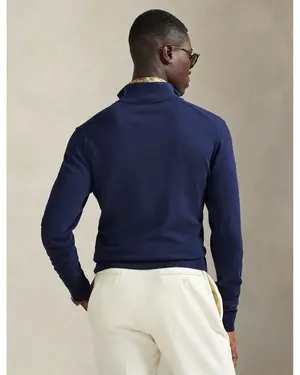 Polo Ralph Lauren Cotton Quarter Zip Mock Neck Sweater - Navy