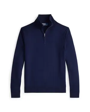 Polo Ralph Lauren Cotton Quarter Zip Mock Neck Sweater - Navy