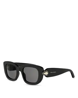 BVLGARI Serpenti Forever Rectangular Sunglasses, 50mm - Shiny Black/smoke
