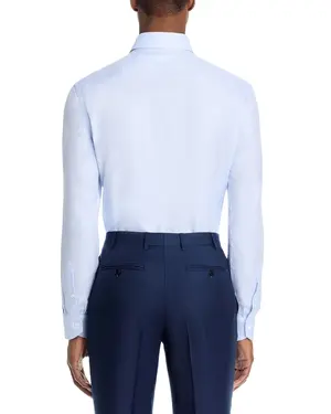 Canali Regular Fit Geo Weave Dress Shirt - Blue