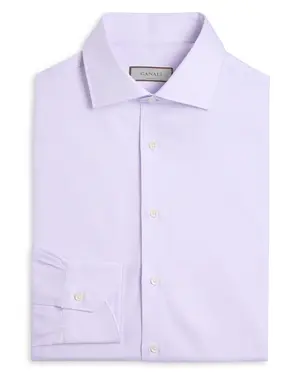 Canali Regular Fit Micro Textured Solid Dress Shirt