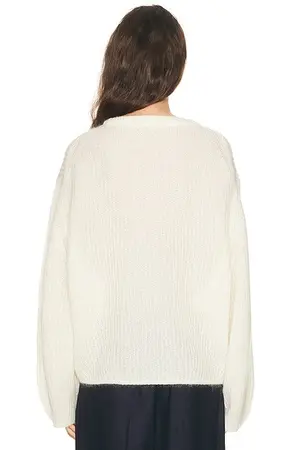 TOTEME Mohair Blend Rib Knit Sweater - Ecru