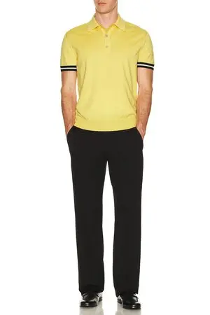 TOM FORD Contrast Cotton Silk Short Sleeve Polo In Yellow