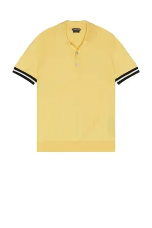 TOM FORD Contrast Cotton Silk Short Sleeve Polo In Yellow