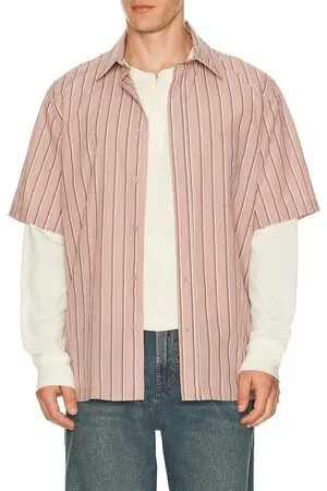 Simkhai Deacon Short Sleeve Oversized Shirt In Pink
