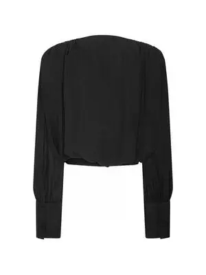 ROTATE BY BIRGER CHRISTENSEN Long Sleeve V-neck Blouse - Black