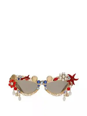 Dolce & Gabbana Embellished Frame Sunglasses - Gold