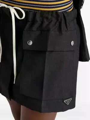 Prada Flap-pocket Drawstring Mini Skirt