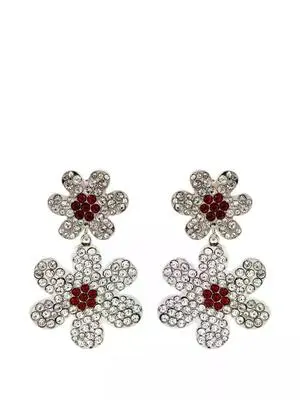 Marni Flower Crystal Drop Earrings - Silver