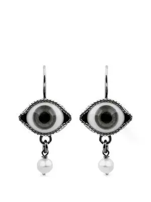 GEM KINGDOM Eye Glass Drop Earrings - Silver