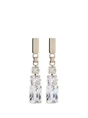 ELLEN CONDE Rectangular Crystal Drop Earrings - Gold