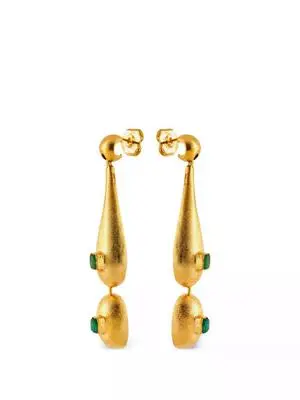 FENOMENA Long-plated Emerald Dangle Earrings