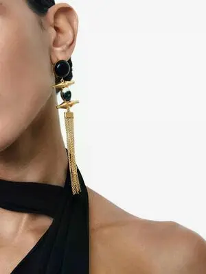 Boheme Onyx Pendant Tassel Earrings